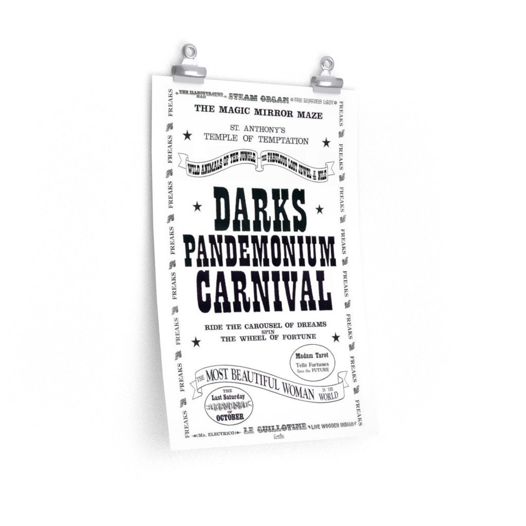 GTE Poster - "dark's Pandemonium Carnival Handbill" - Vertical - 12" X ...