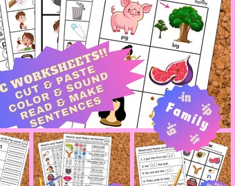 CVC Short I Words Practice, Cut and Paste Activity for Kindergarten and ...