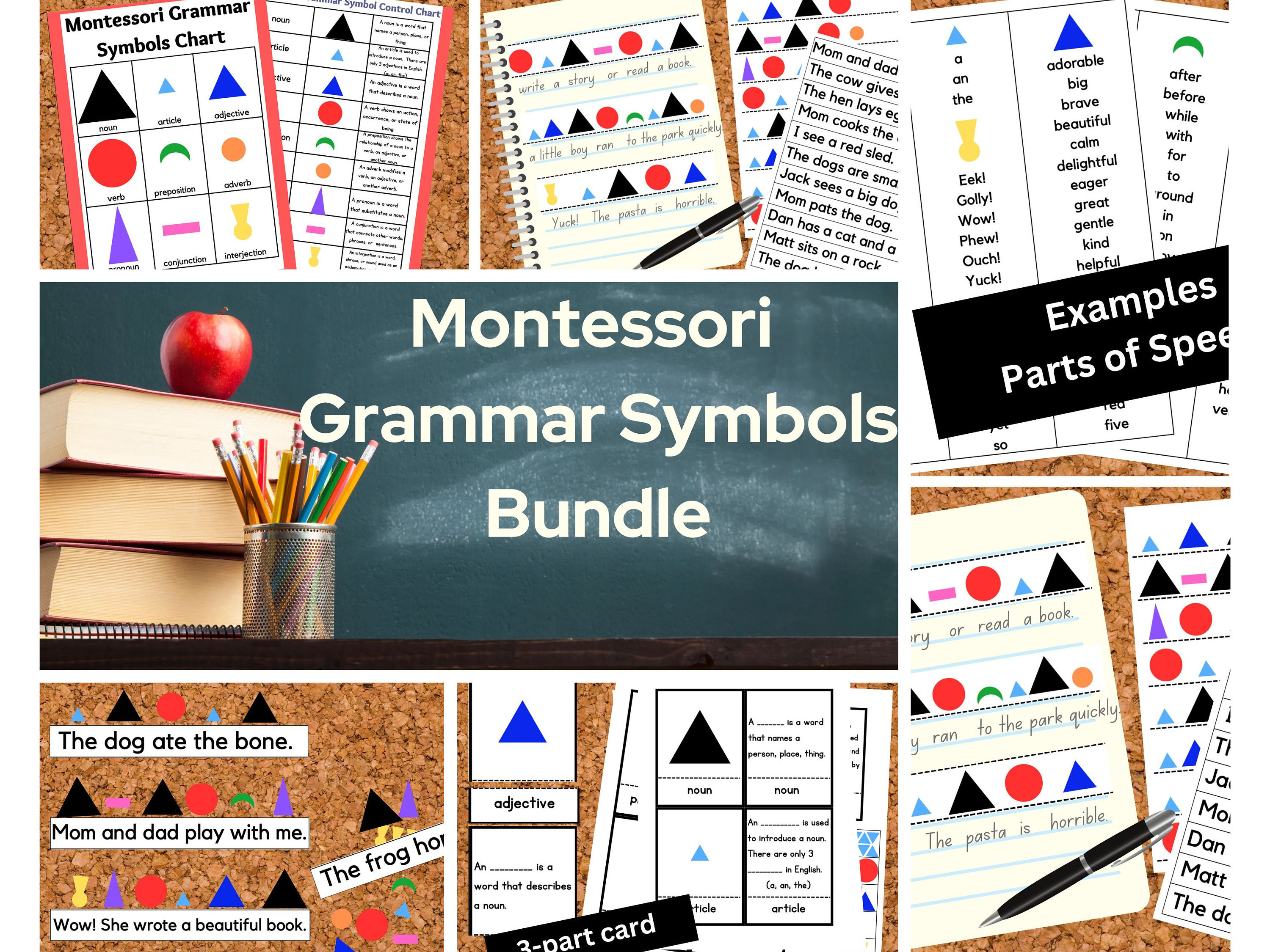 Montessori Grammar Symbols and Sentences Bundle - Etsy