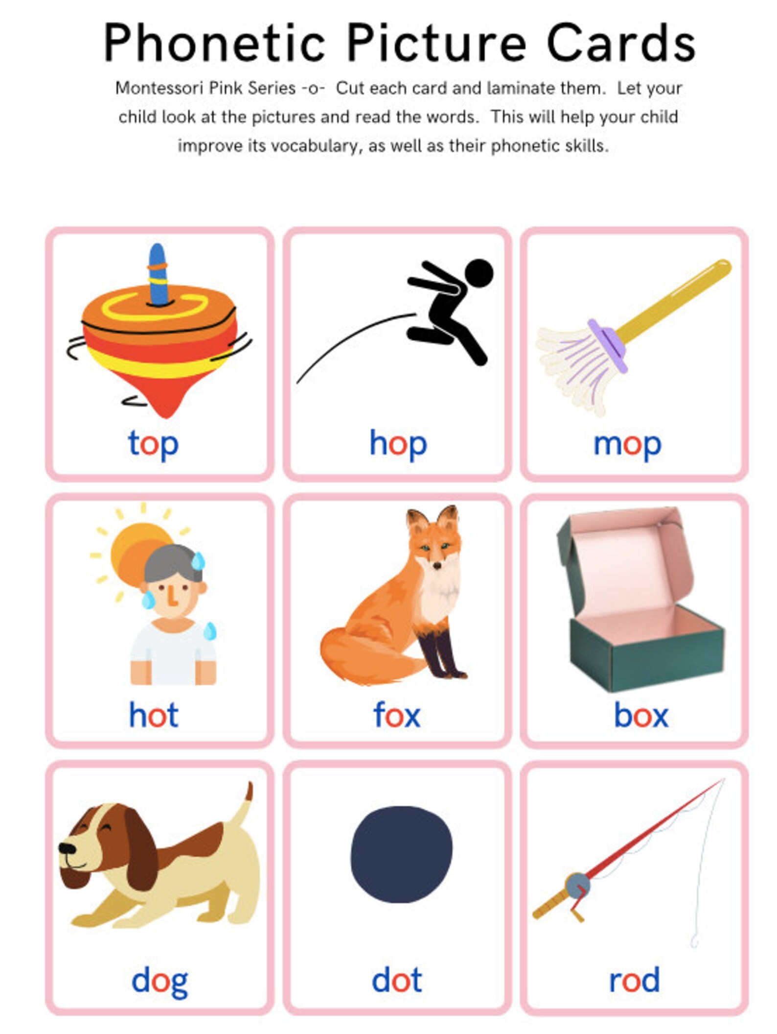 O Sound Pink Series Montessori Printable - Etsy