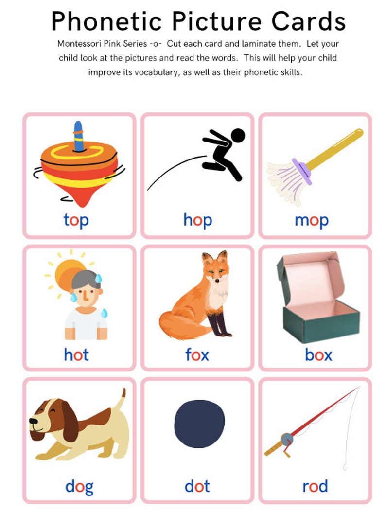 O Sound Pink Series Montessori Printable - Etsy