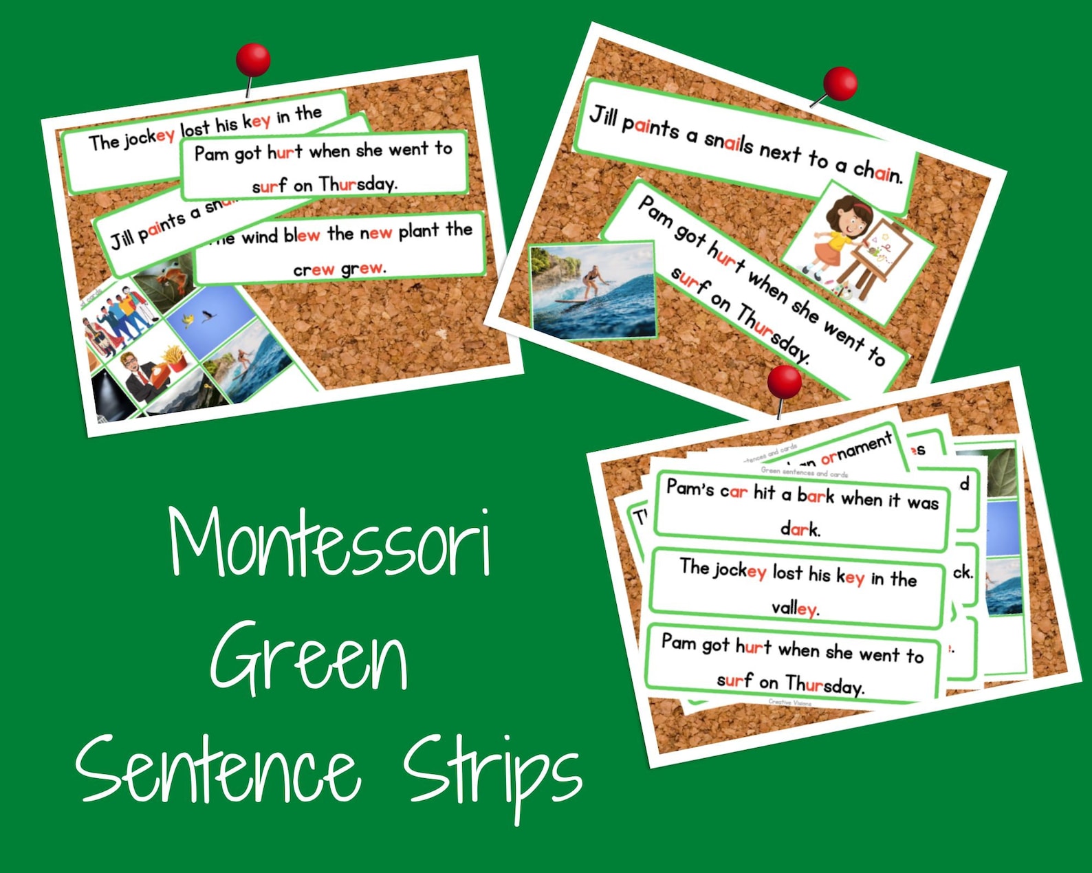 Montessori Green Sentence Strips - Etsy
