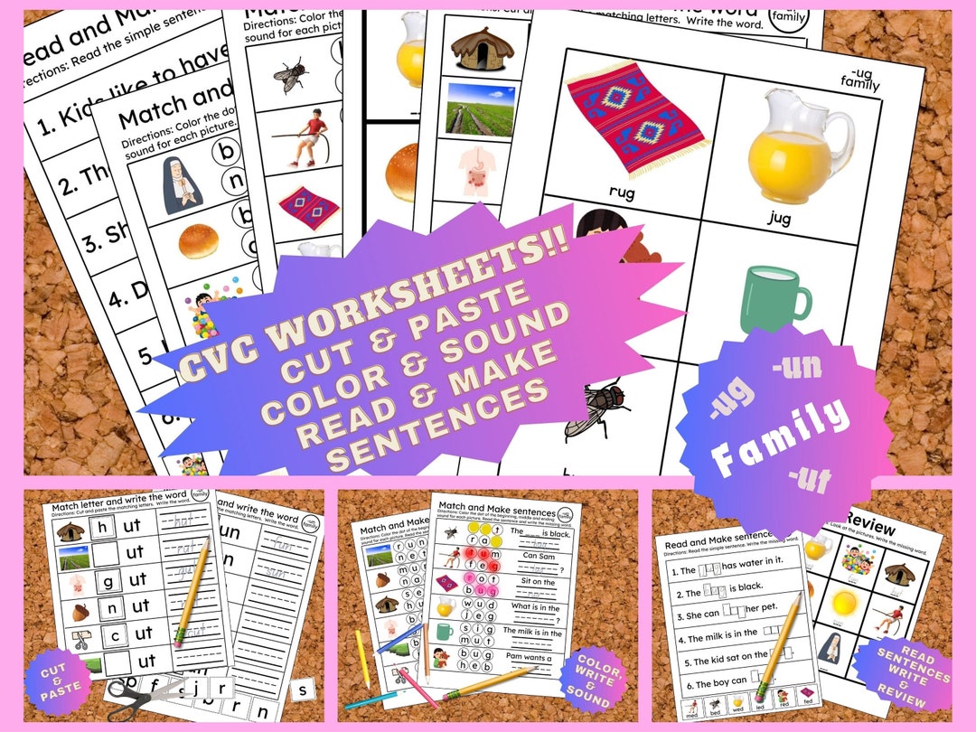 Complete CVC Word Family Worksheets - Etsy