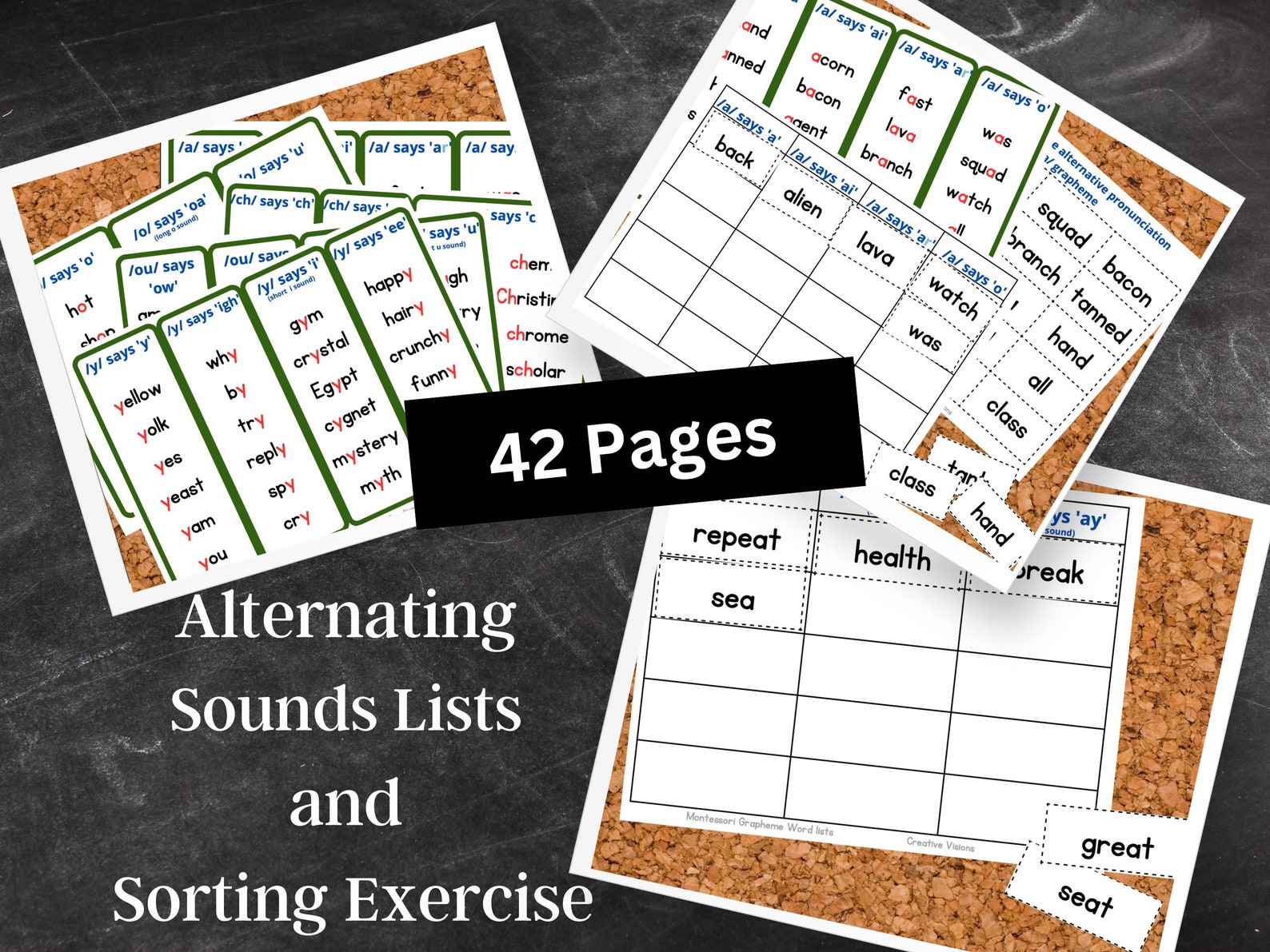 Montessori Grapheme Alternate Sounds Word Lists and Sorting Exercises ...