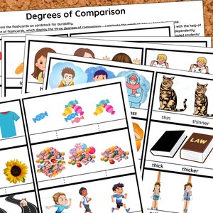 Degrees of Comparison Flashcards With Beautiful Descriptive Pictures - Etsy