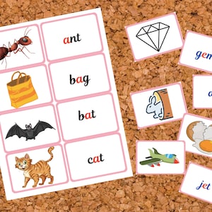 Montessori Pink Series Pictures and Word Cards - Etsy