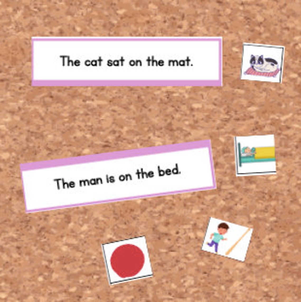 Pink Montessori Sentence Strip and Pictures - Etsy