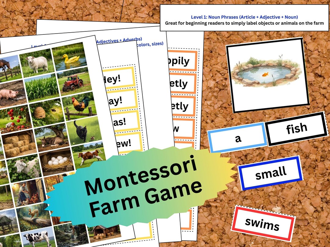 Montessori Grammar Farm Game Printable | Parts of Speech & Sentence ...