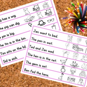 CVC Sentences and Pictures - Etsy