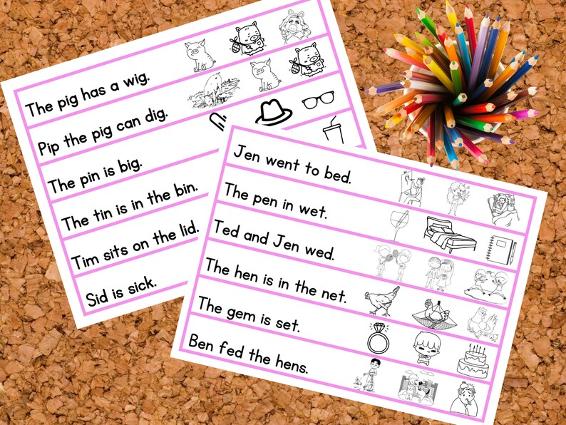 Montessori CVC Sentence Reading & Comprehension Worksheets | My First ...