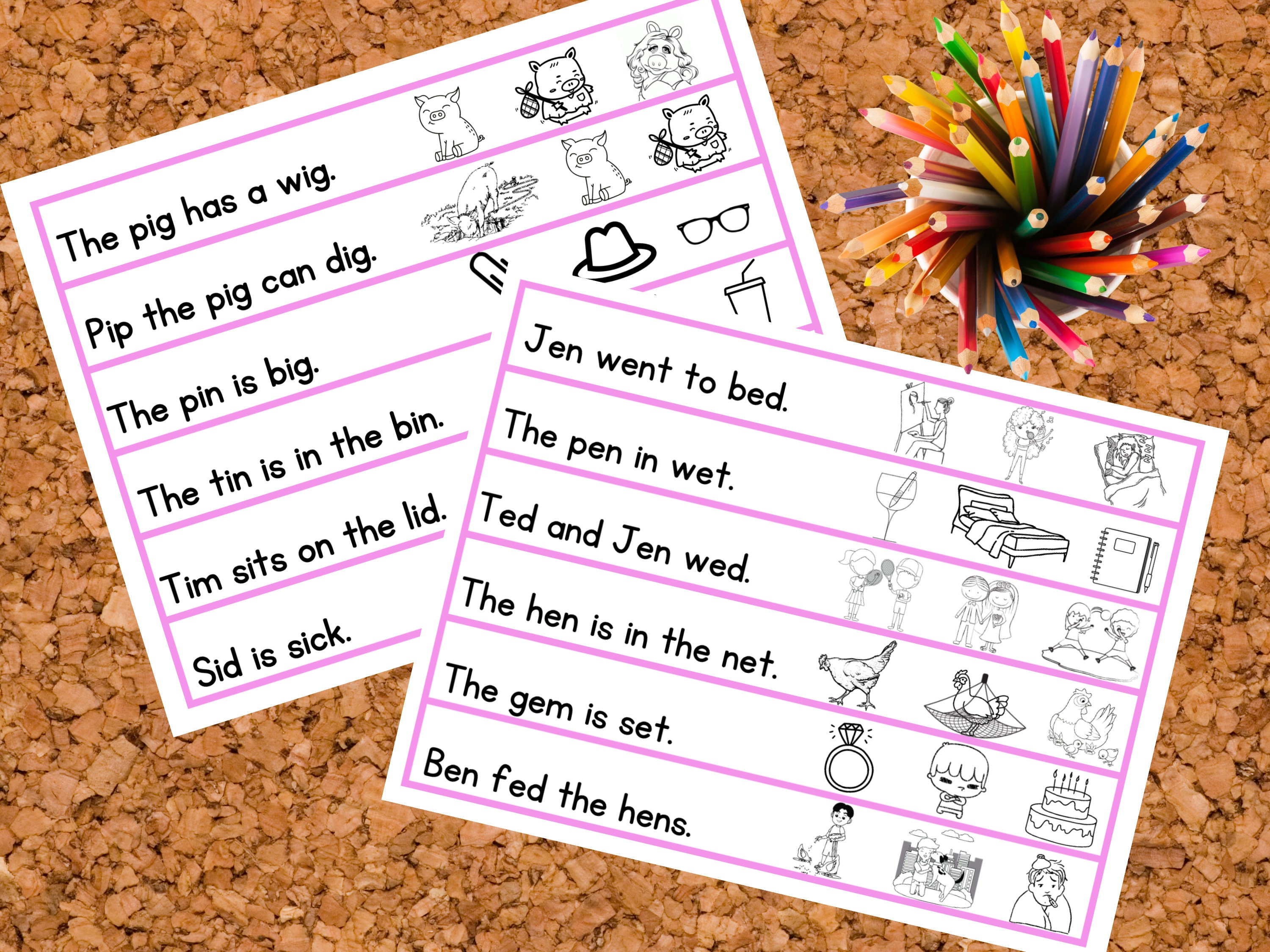 CVC Sentences and Pictures - Etsy