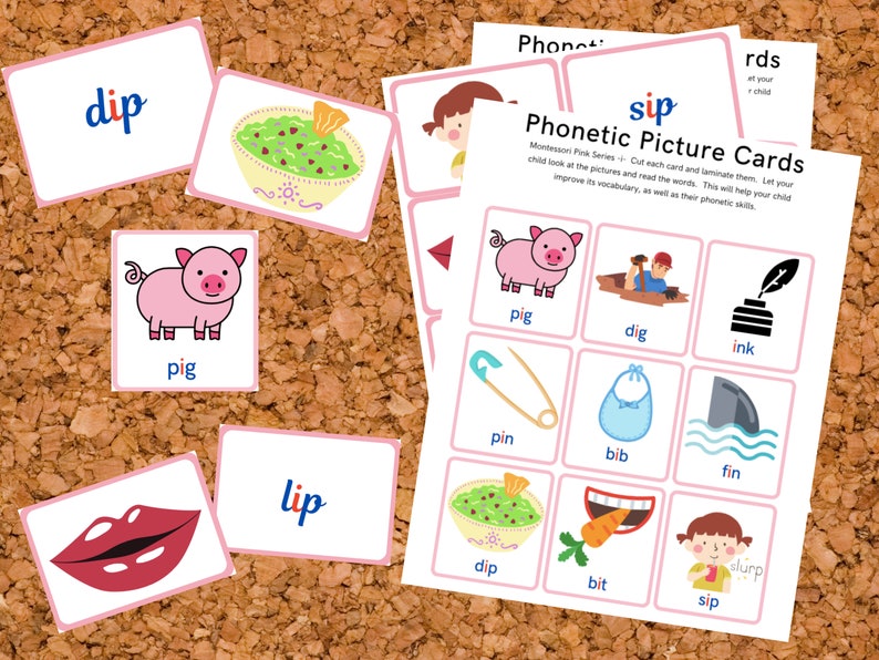 Montessori Pink Series Pictures and Word Cards - Etsy
