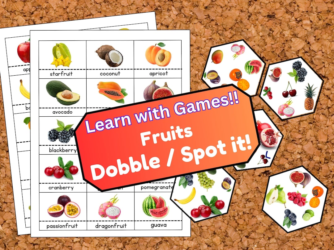 Fruit Vocabulary Dobble Game | Montessori Nomenclature • ESL • Matching ...