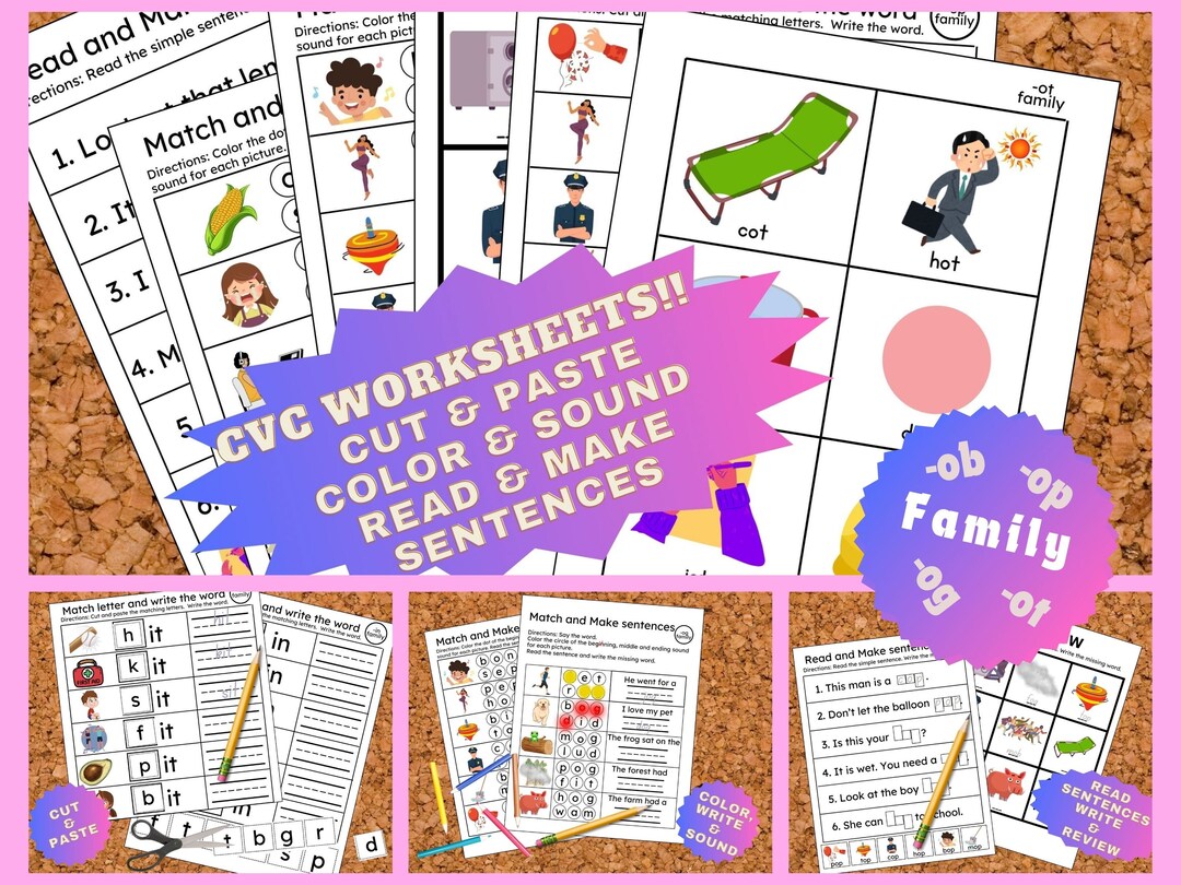 CVC Worksheets - Short O - Etsy