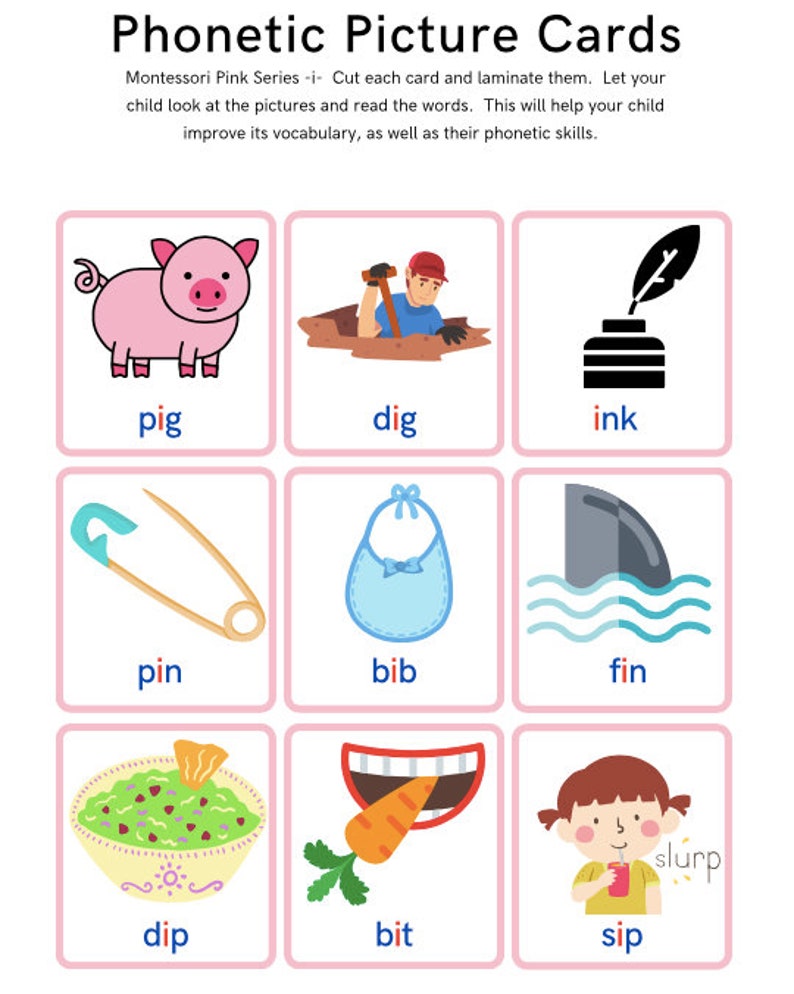 I Sound Pink Series Montessori Picture Cards - Etsy
