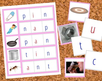 CVC Words Pink Language 10 Spelling Lists Series 1-5 Montessori - Print ...