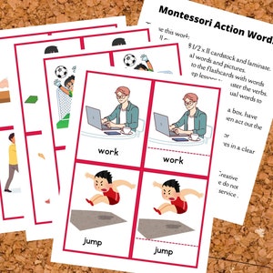 Montessori Action Verbs 3-part Matching - Etsy