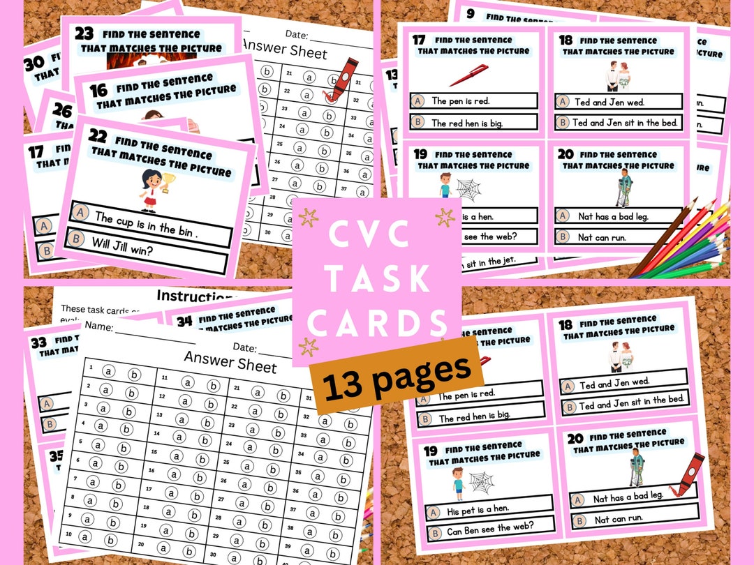 CVC Task Cards - Etsy