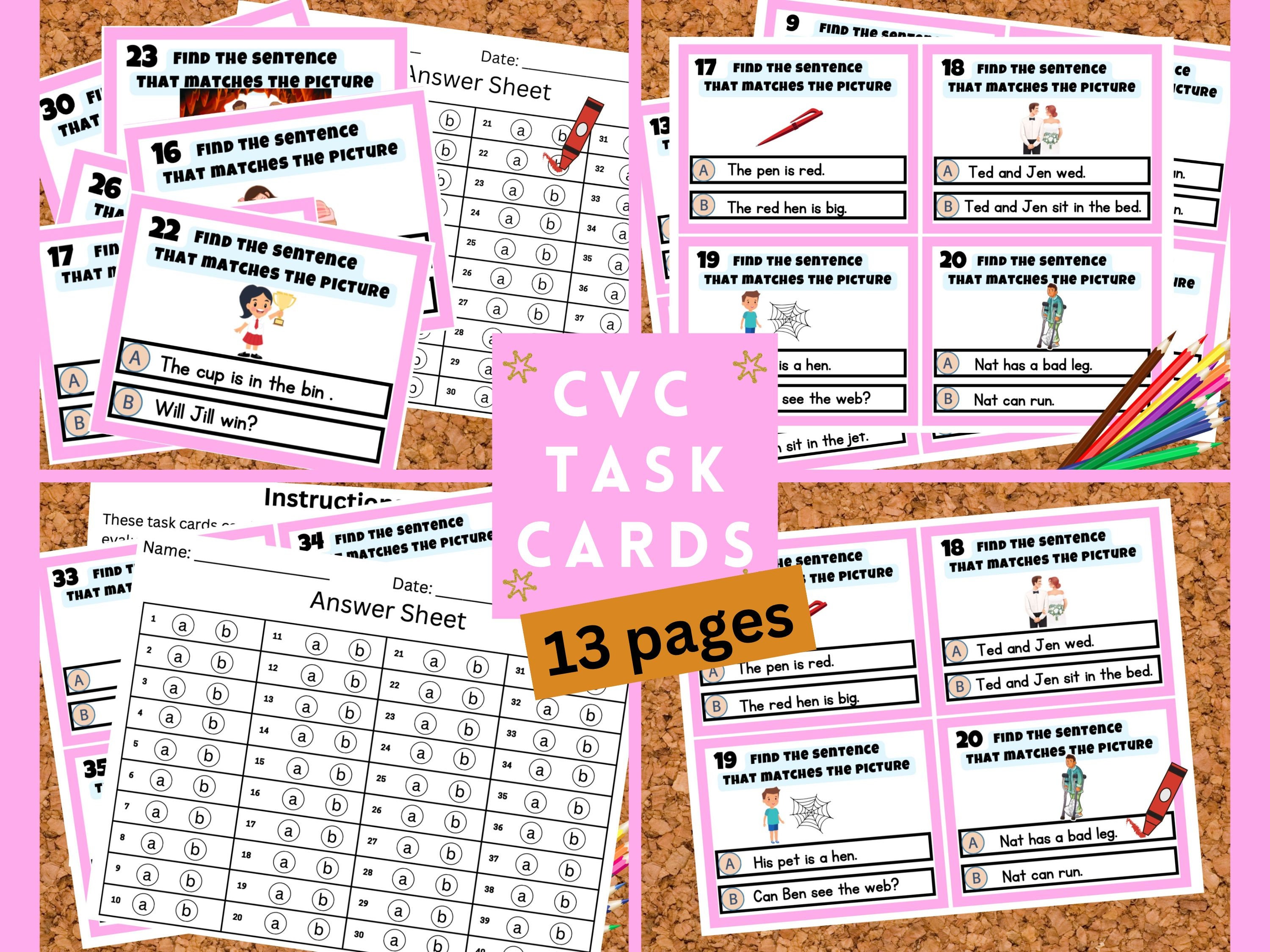 CVC Task Cards - Etsy