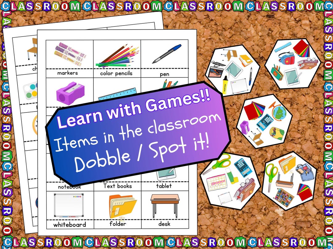 School-themed Spot It / Dobble Matching Game - Etsy