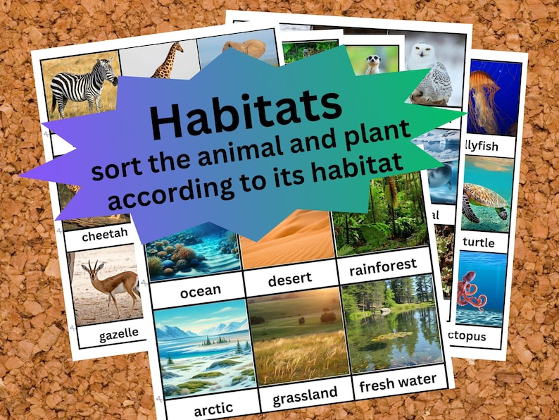 Montessori 7 Habitats Sorting Activity Printable | Animal & Plant ...