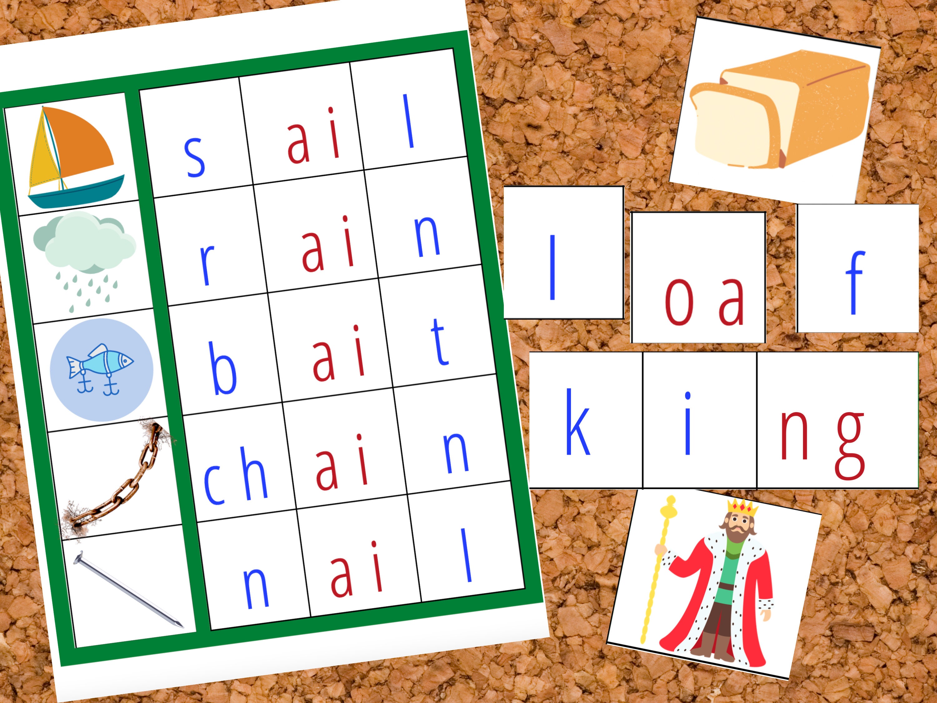 Montessori Green Series Pictures and Letters - Etsy