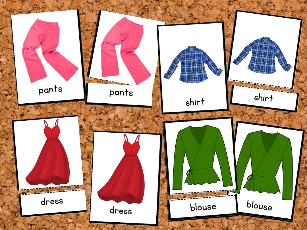Montessori 3-part Matching Clothing - Etsy