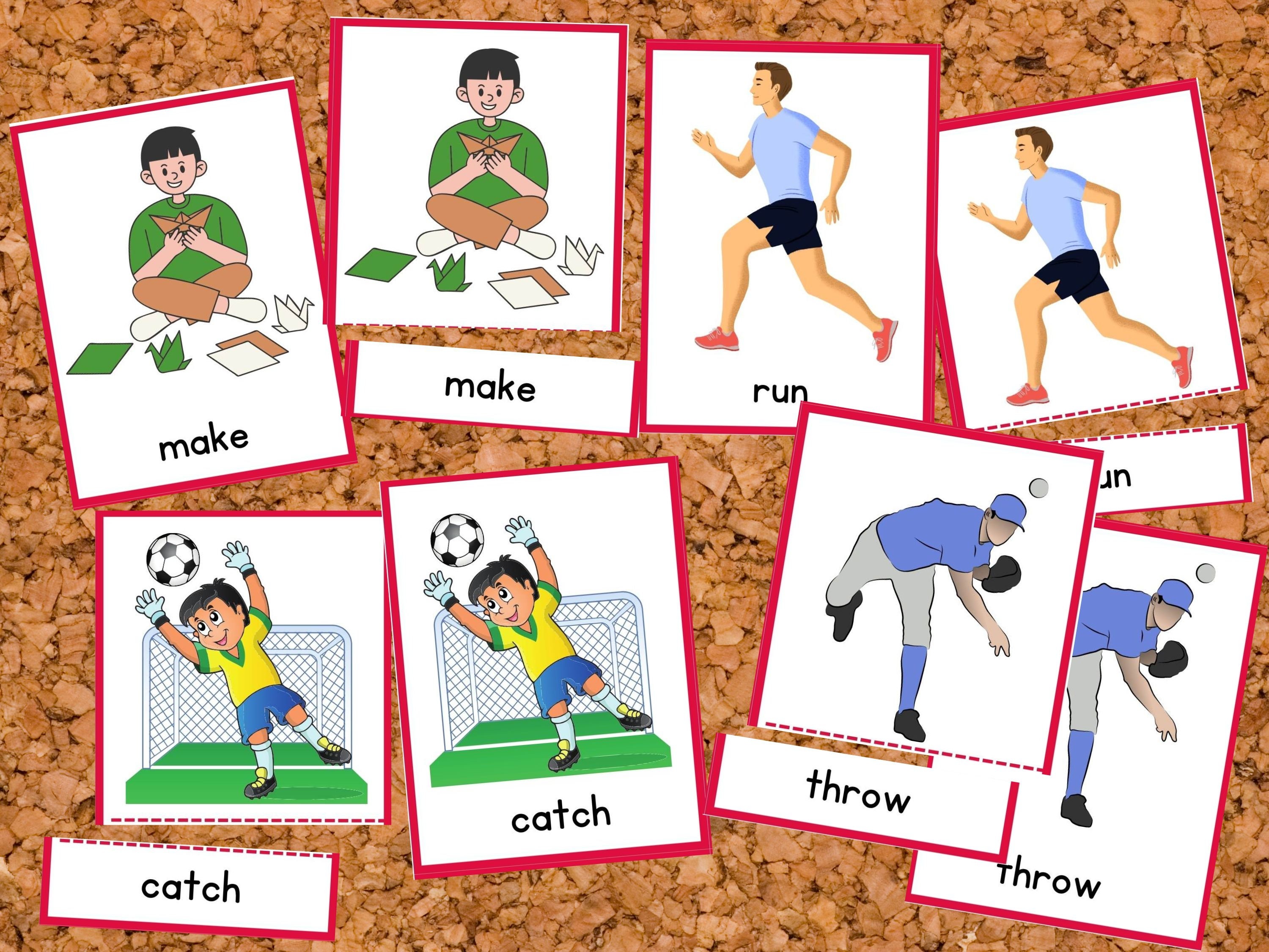Montessori Action Verbs 3-part Matching - Etsy