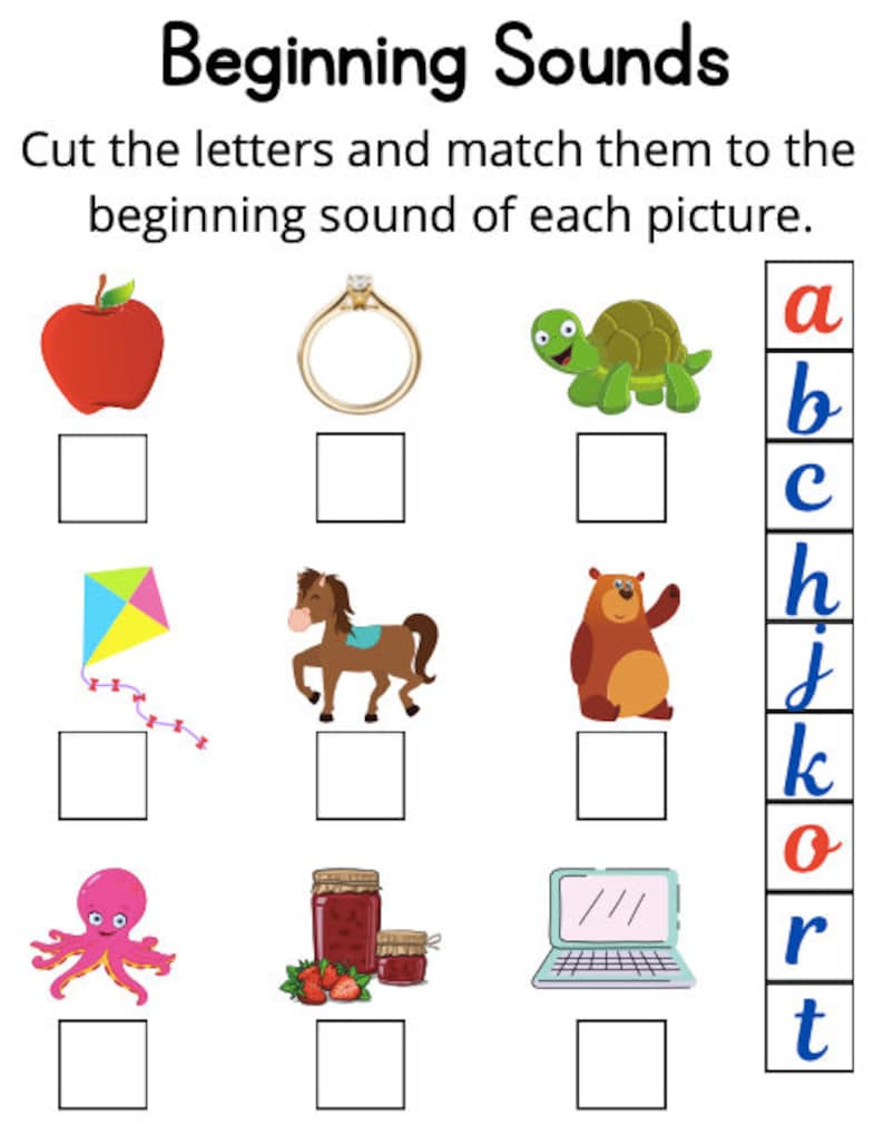 Beginning, Middle and End Sound Interactive Worksheet - Etsy