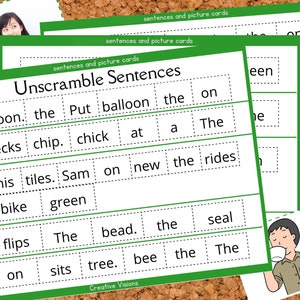 Building Sentences by Unscrambling the Words - Etsy
