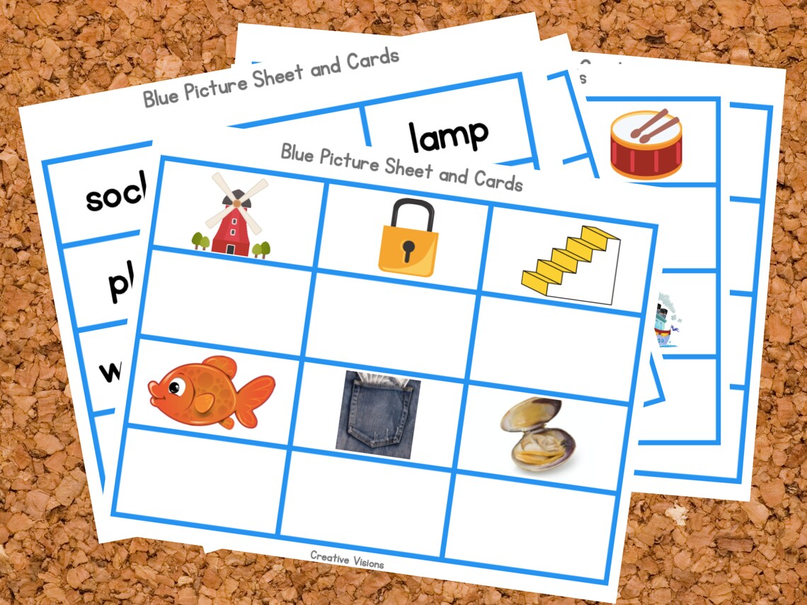 Blue Picture Sheet and Cards - Etsy