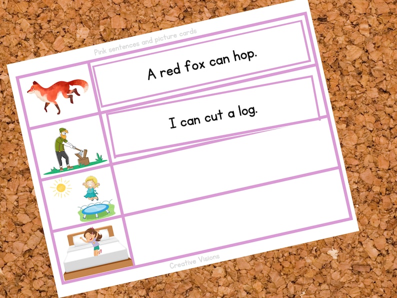 Montessori Sentence Strip and Picture Chart - Etsy