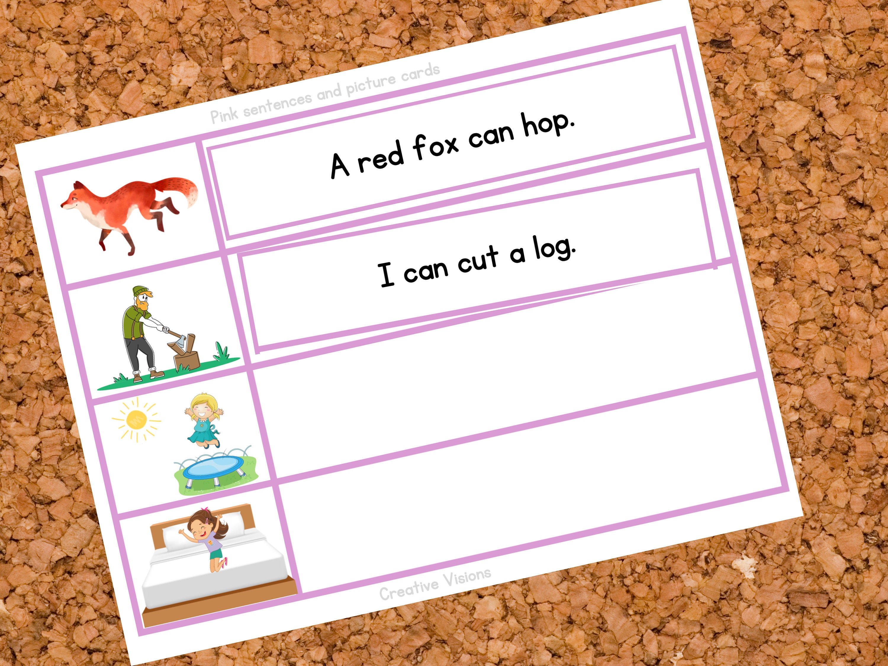 Montessori Sentence Strip and Picture Chart - Etsy