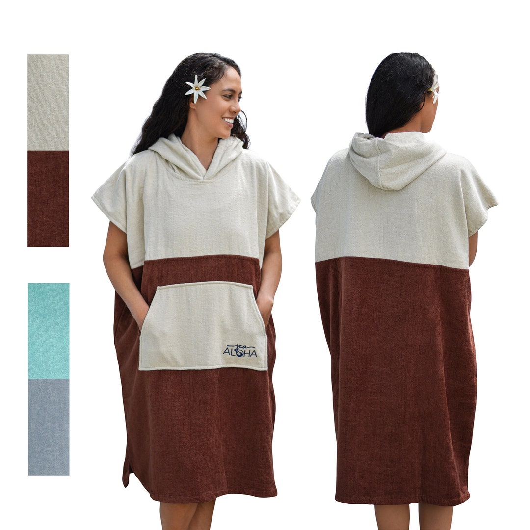 Surf Poncho - Women - Surfer Changing Robe - Hooded Towel Poncho - 100% ...