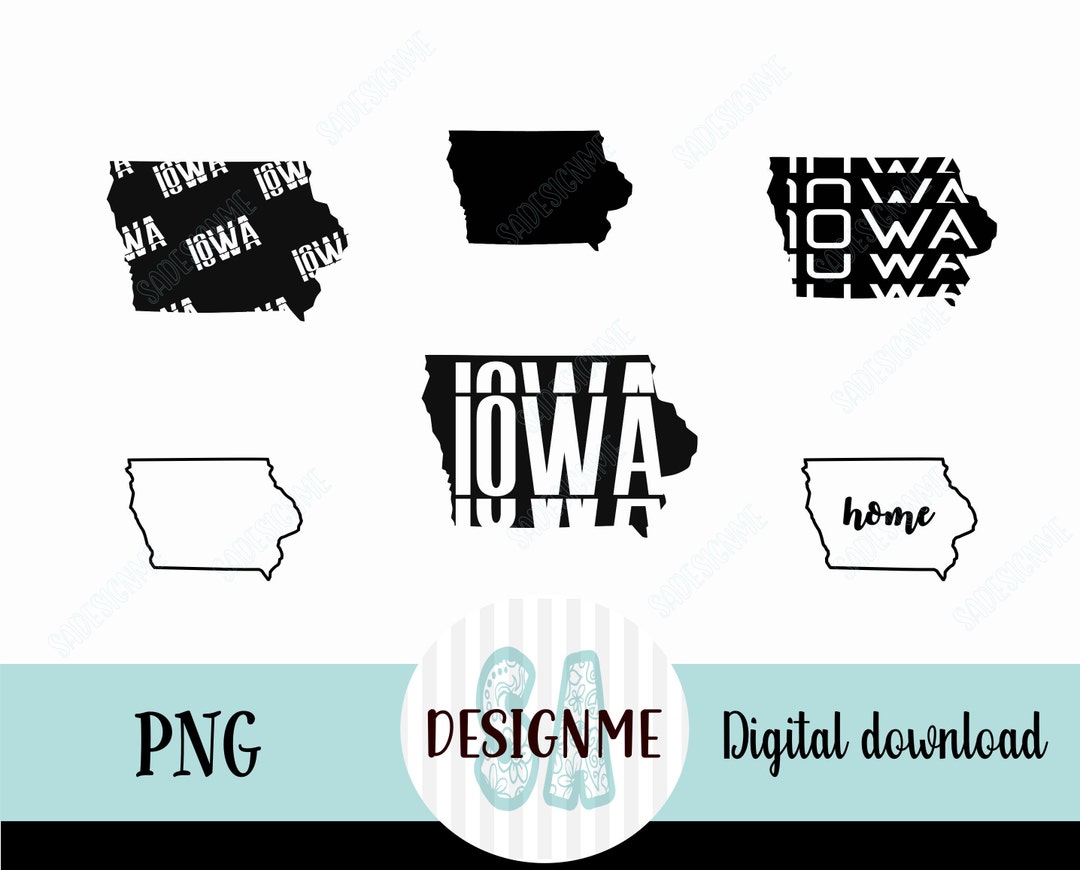 Iowa Png Bundle, Iowa Map Png, Iowa State Printable and Cutting File ...