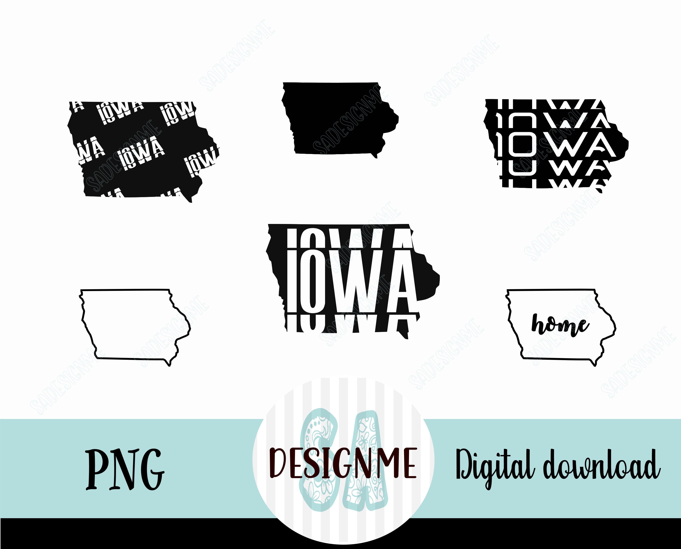 Iowa Png Bundle, Iowa Map Png, Iowa State Printable and Cutting File ...
