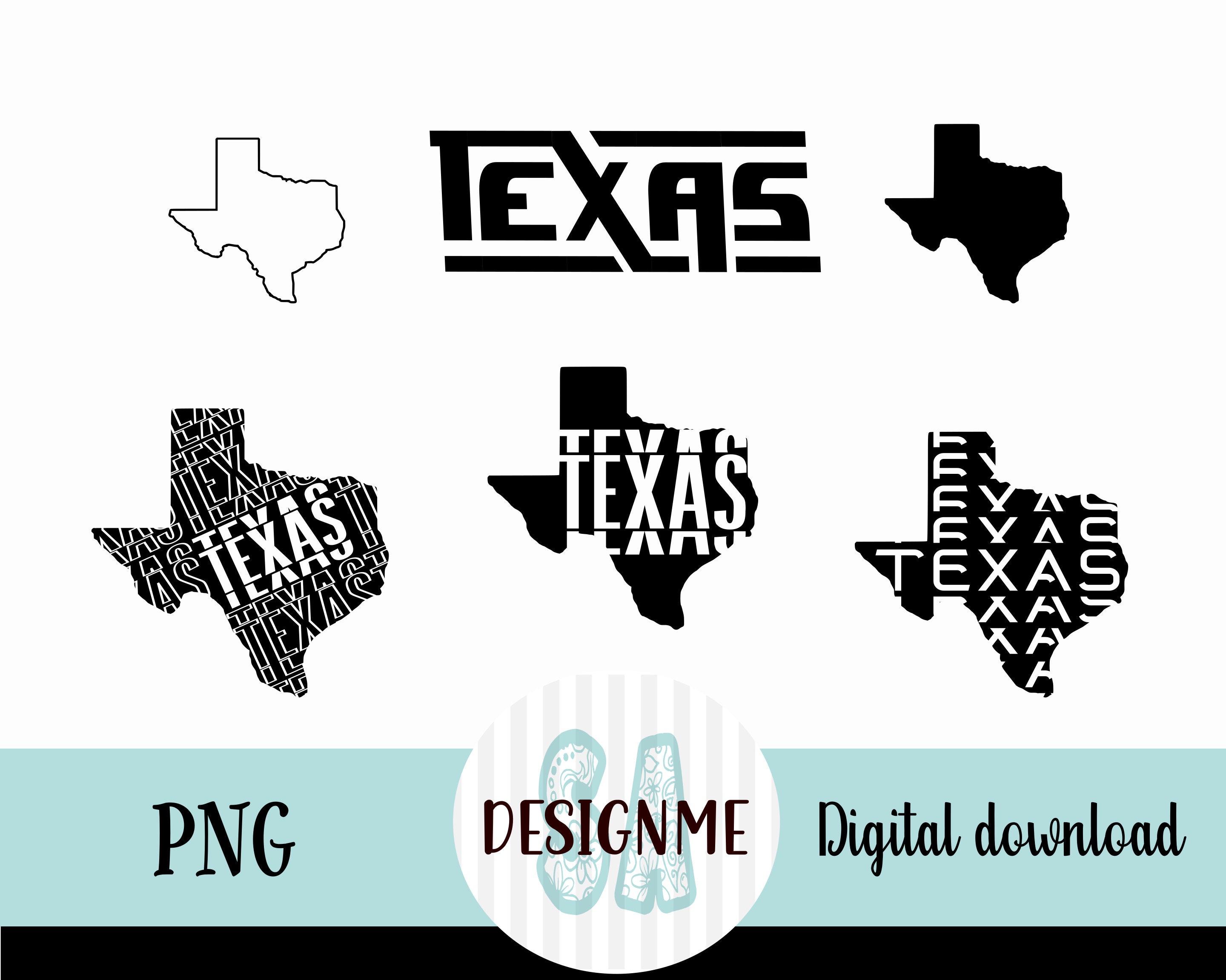 Texas Bundle Png, Texas Map and Font Png, Texas State Printable and ...