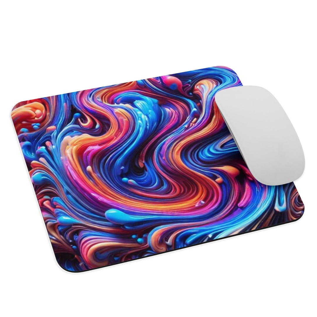 Colorful Liquid Swirl Mouse Pad – Vibrant Abstract Desk Mat for Work ...