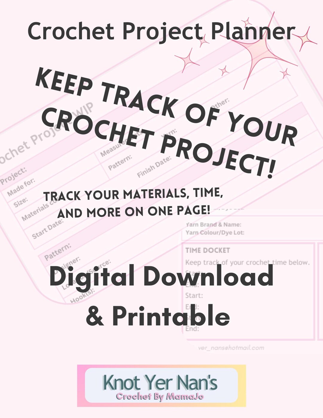 Printable Crochet Planner - Crochet Project WIP - Work-in-progress Page ...