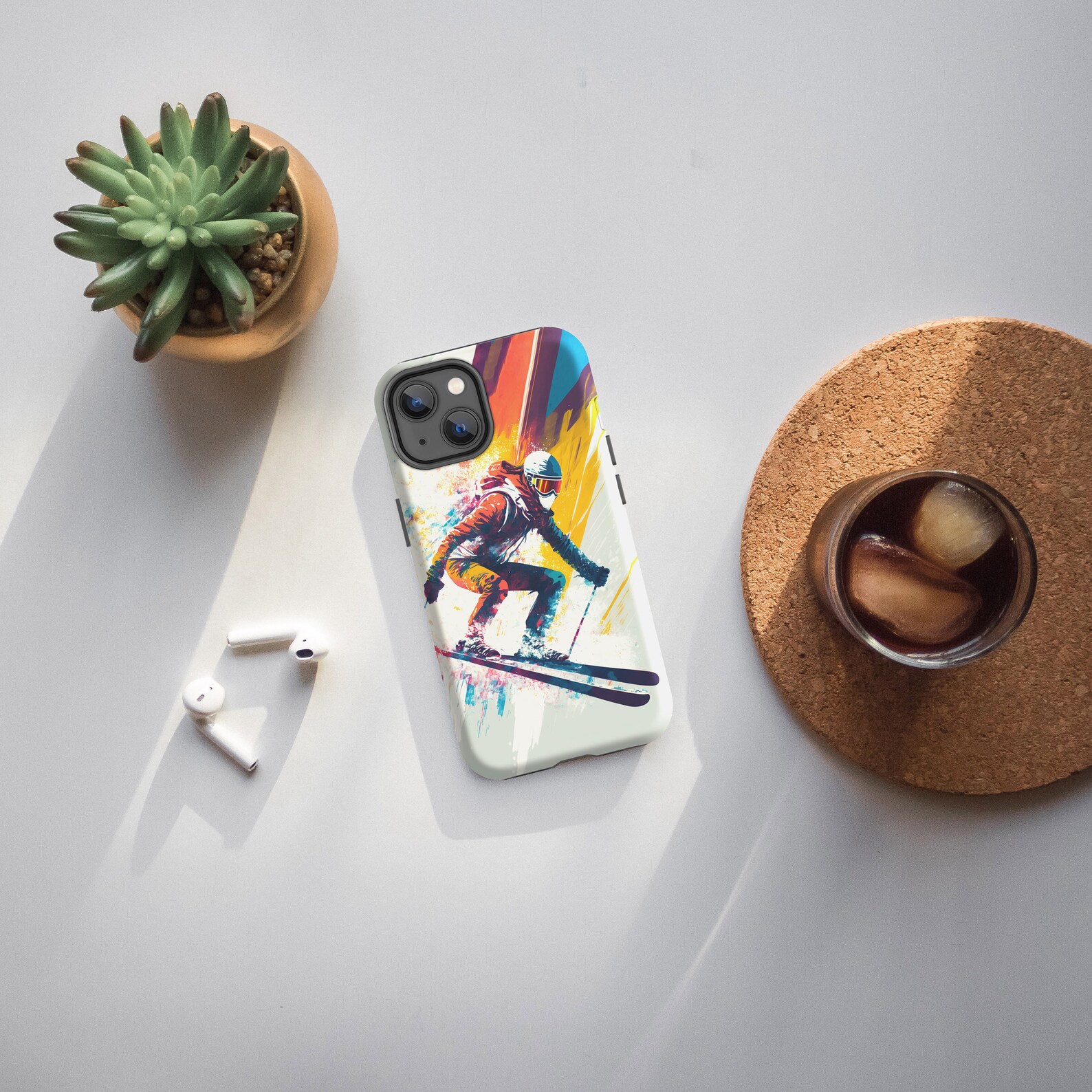 Abstract Skier iPhone Tough Case for iPhone 14 13 12 11 Pro Plus Max ...