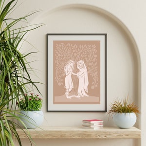 Mary and Eve Print in Rose Gold | Modern Christian Art | Bible Art - Etsy