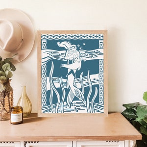 Selkie Mermaid Baby Mermaid Wall Art - Etsy