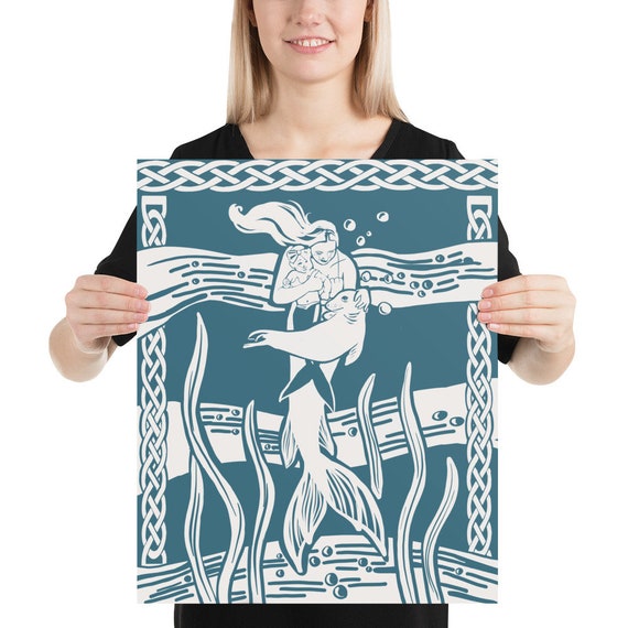 Selkie Mermaid Baby Mermaid Wall Art - Etsy