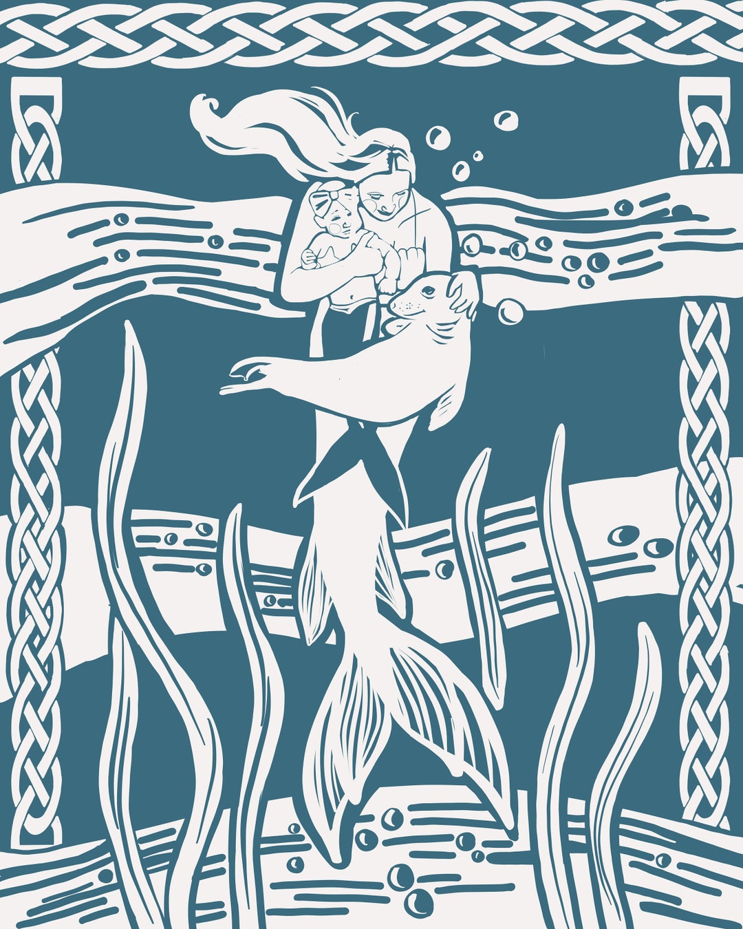 Selkie Mermaid Baby Mermaid Wall Art - Etsy