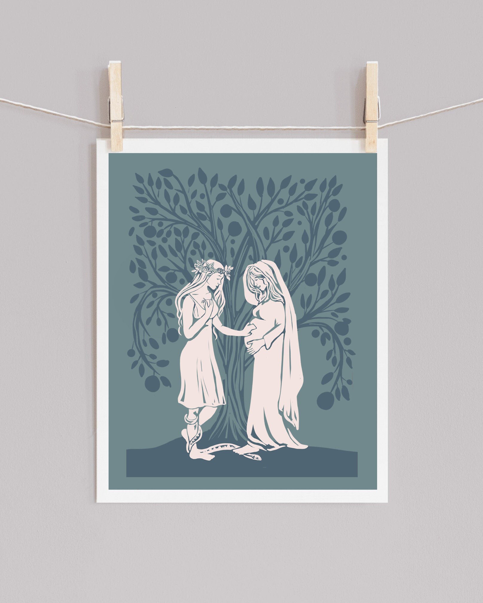 Mary and Eve | Garden of Eden | Mother Mary | Bible Art | Mother of Us ...