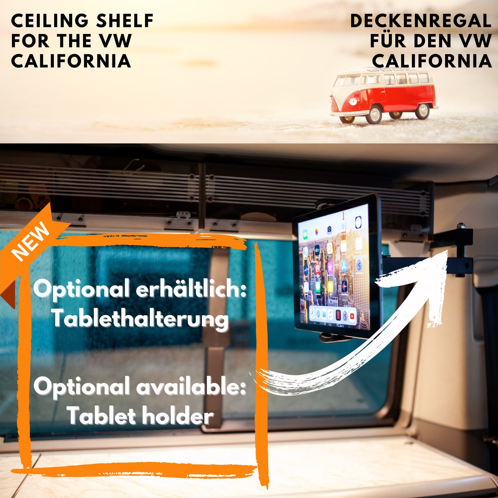 VW California T5, T6 Ceiling Cabinet - 2.0 Overhead Shelf for Kitchen ...