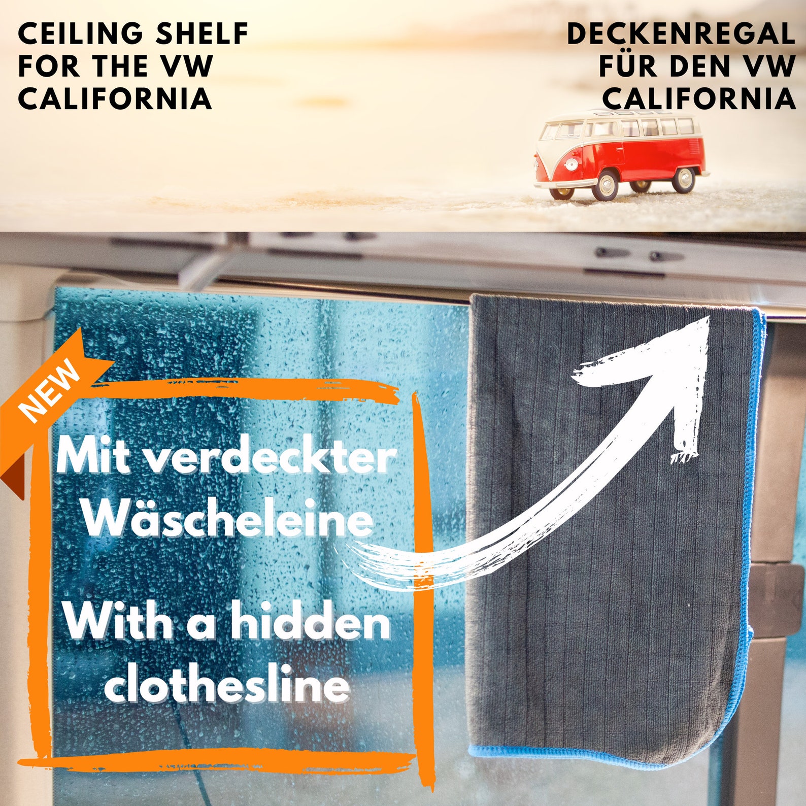 VW California T5, T6 Ceiling Cabinet - 2.0 Overhead Shelf for Kitchen ...