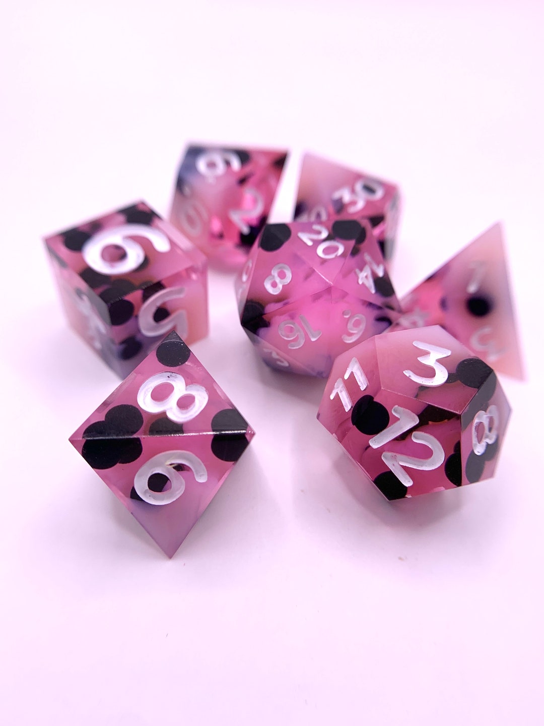 Strawberry Boba Dice - Handmade Resin Sharp Edge Polyhedral Dice Full ...