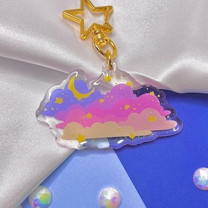Sunset Clouds Keychain, Acrylic Charm, Sparkly Keychain,cute Charm ...
