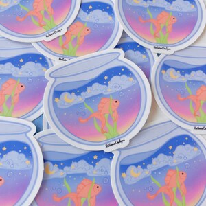 Goldfish Sticker, Goldfish Decal, Fish Sticker, Vinyl Decal, Fishbowl ...